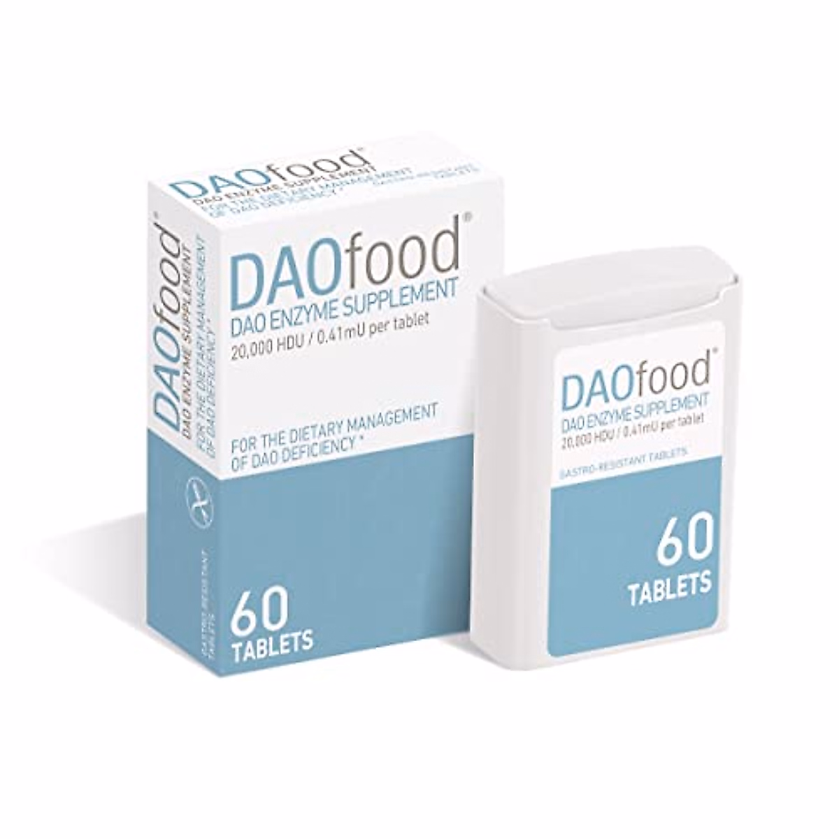 DR Healthcare DAOfood - Dietary Management of DAO Deficiency/Histamine Intolerance - Dispenser 60 Mini Gastro-Resistant Tablets - DAO Enzyme