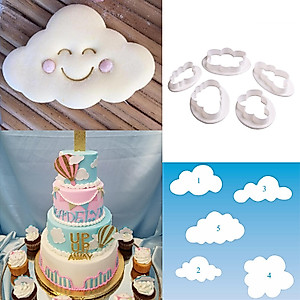 Honbay 5PCS Different Plastic Fluffy Cloud Cutters Cookie Cutters Cake Cutters Fondant Cloud Cutters