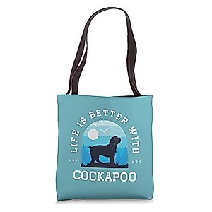 Life Better Cockapoo Vintage Blue Dog Mom Dad Tote Bag