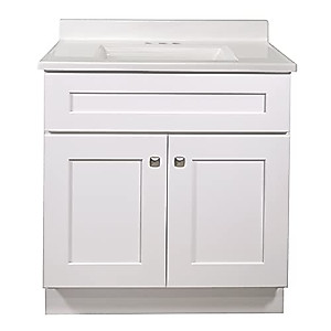 Design House Bath Shaker 2-Door Bathroom Vanity 4 in. Centerset Solid White Camilla Cultured Marble Top