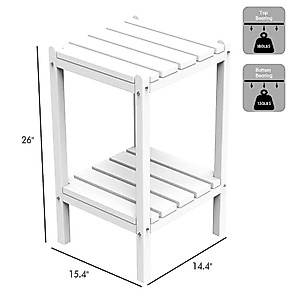 realife Outdoor Adirondack Side Table, Rectangular End Table for Patio, Garden, Porch, Pool and Indoor, White