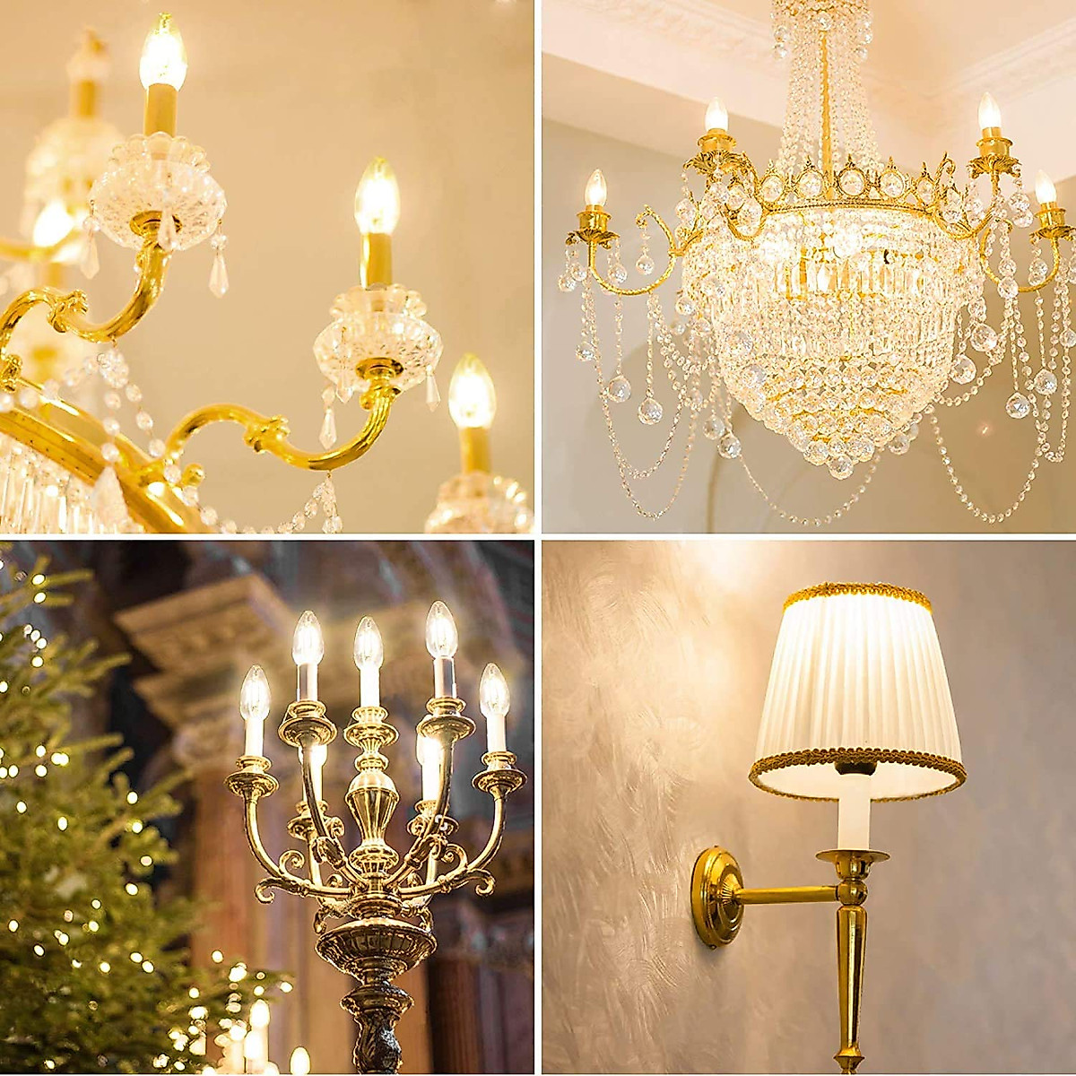 Lepro E12 LED Bulbs B11 C35 Chandelier Light Bulb Filament LED Candle Bulbs, Dimmable 5.5 watt 60W Equivalent, 500 Lumen 2700K Warm White, Ceiling Fan Bulb Candelabra Bulbs, Pack of 6