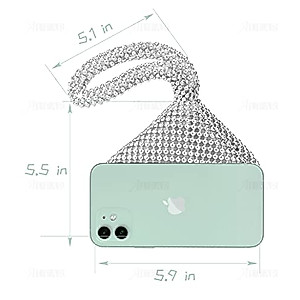 AUEAR, Triangle Bling Sequins Zipper Pouch Mini Size Women's Evening Clutch Bag Luxury Full Purse Sparkly Handbag for Prom Cocktail Party Wedding Engagement Silver