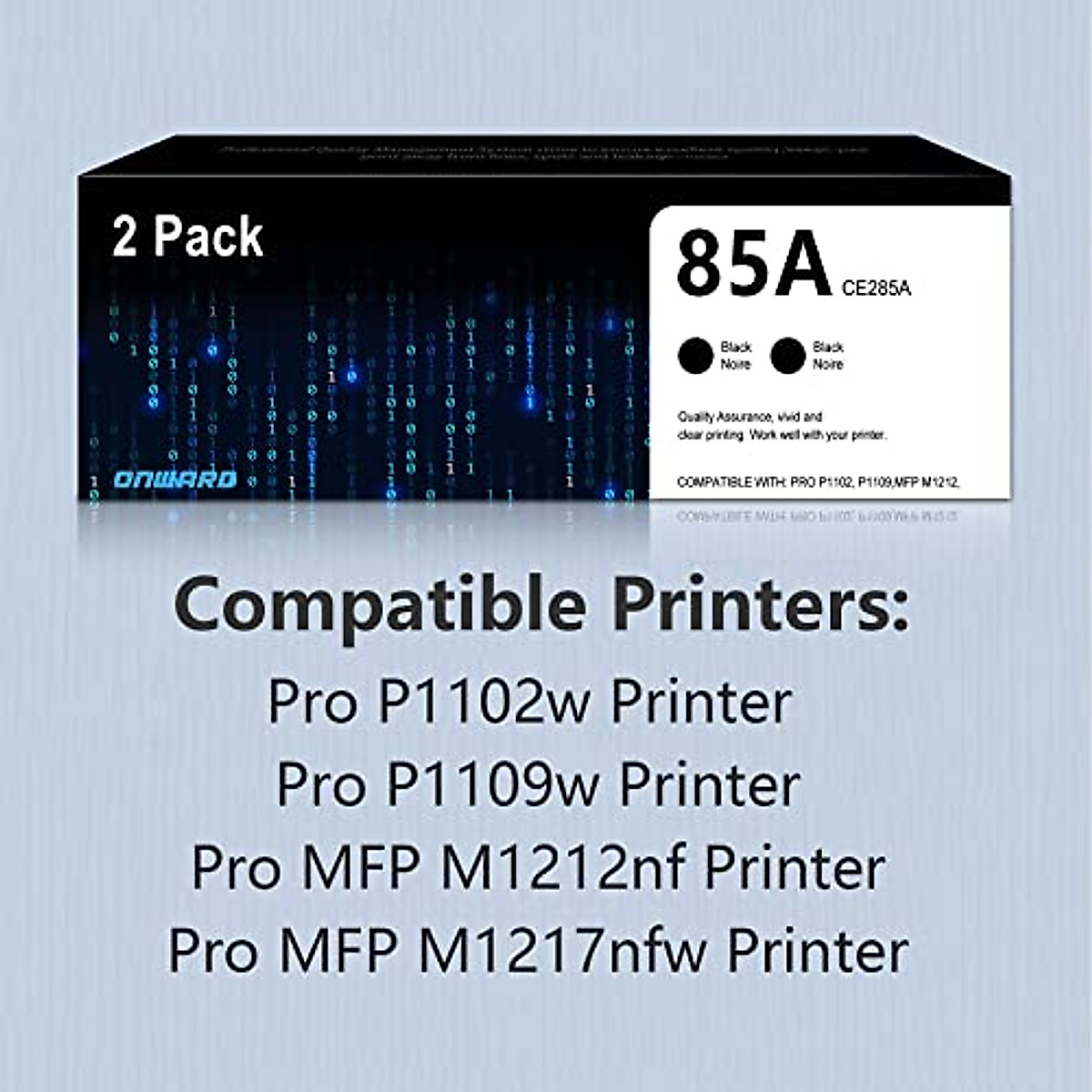 85A Toner Cartridges Black (2-Pack) | Replacement for HP 85A Toner Works with Pro P1102, P1109 Series, Pro MFP M1212, M1217 Series | CE285A