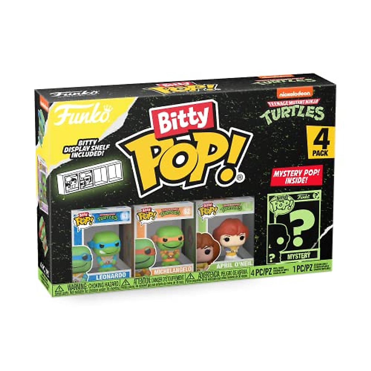 Funko Bitty Pop! Teenage Mutant Ninja Turtles Mini Collectible Toys - Leonardo, Michelangelo, April O'Neil & Mystery Chase Figure (Styles May Vary) 4-Pack