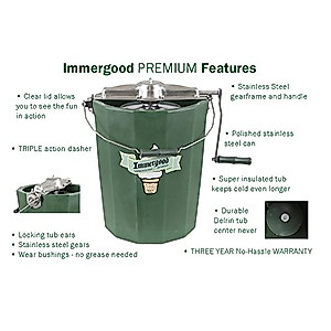 PREMIUM 6 qt. - Immergood Stainless Steel Ice Cream Maker - Hand Crank