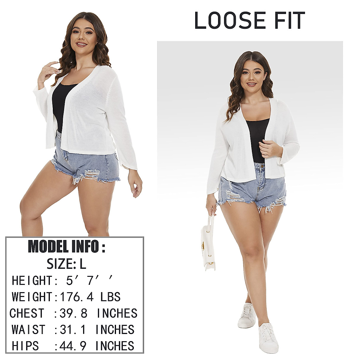 Satuun Women's 3/4 Sleeve Bolero Shrugs Lightweight Open Front Cropped Cardigan Sweaters