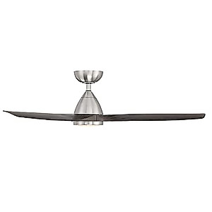 Skylark Smart Indoor and Outdoor 3-Blade Ceiling Fan 54in Brushed Nickel/Ebony 3000K LED Light Kit and Remote Control works with Alexa and iOS or Android App