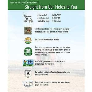 Chickpeas | Garbanzo Beans | 5 LBS | Family Farmed in Washington State | Desiccant Free | Non-GMO Project Verified | Kosher Parve | USA Grown | Field Traced | Burlap Bag