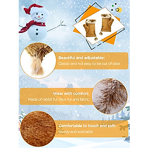 SATINIOR 6 Pairs Women Faux Rabbit Fur Gloves Fingerless Winter Gloves Mittens Warm Gloves Stretchy Hand Wrist Warmers (Classic Color)
