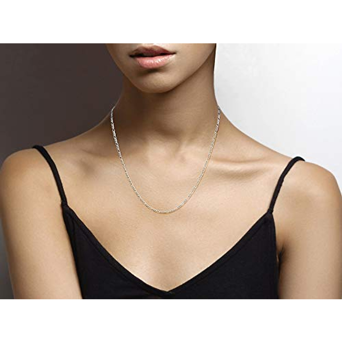 Miabella Solid 925 Sterling Silver Italian 2.3mm Diamond-Cut Figaro Link Chain Necklace for Women Men, Made in Italy (Length 20 Inches)