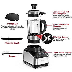 Galanz Multi Countertop Cooking Blender, 8 Preset Functions For Soup, Saute, Smoothies & Milkshake, 3 Speed Settings, 60Oz, LED Touch Control, 1000W, Black