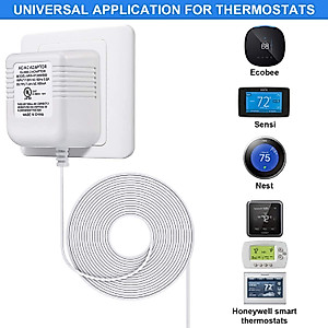 Hotop C Wire Adapter 24 Volt Transformer Compatible with Nest Honeywell Ecobee Emerson Sensi Smart WiFi (White)