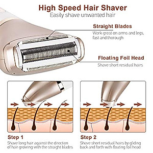 Electric Razor for Women - Painless 2-in-1 Women Shaver Hair Remover for Face, Legs and Underarm, Portable Waterproof Bikini Trimmer Wet and Dry Cordless Lady Hair Removal - Micro USB Recharge