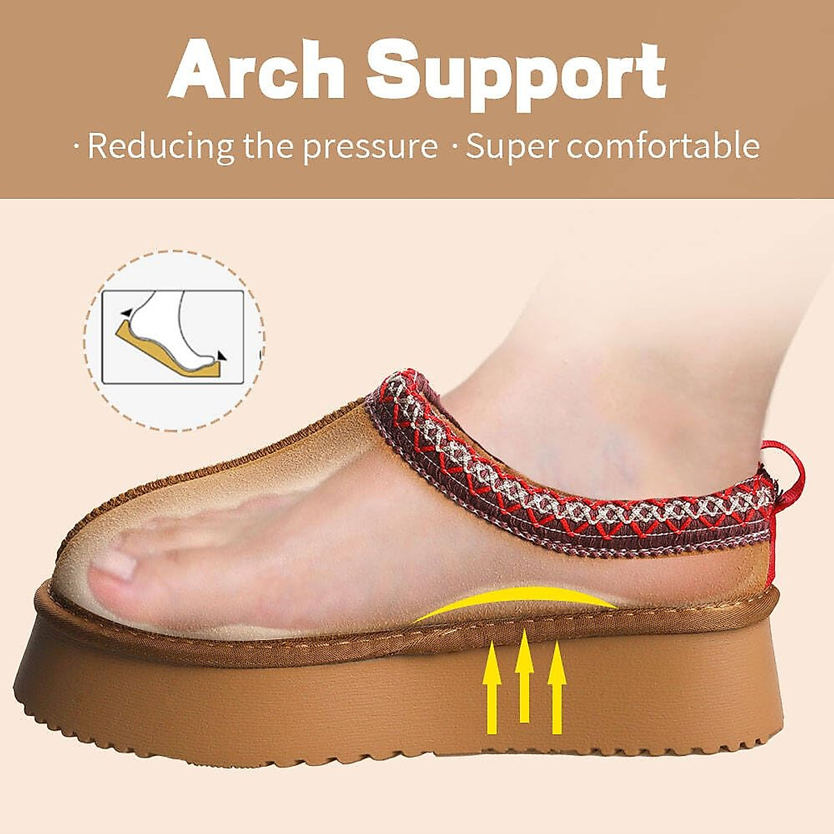 metricfalcon Women's Platform Mini Boots Slippers for Women Indoor Slippers Slip on Fur Fleece Lined Suede Short Ankle Boots