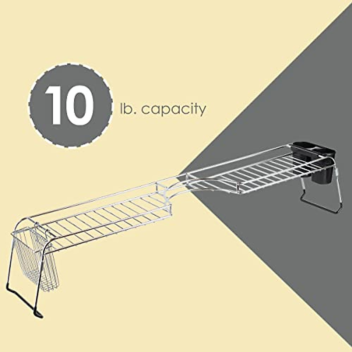 Home Basics Over Sink Shelf, (Chrome) Steel Over The Kitchen Sink Organizer for Soap, Sponges, Scrubbers, and More | with Cutlery Holder