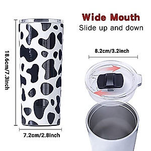 ARCQUESE Cow Print Tumbler Insulated Birthday Gifts for Women Insulated Cups Funny Gifts for Girlfriend Cow Print Mug Mother's Day Gifts for Mom Cow Lovers Black For Daughter
