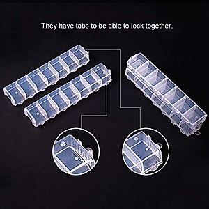 PH PandaHall 8 Pack 7 Grids Jewelry Dividers Box Organizer Clear Plastic Bead Case Storage Container for Beads, Jewelry, Nail Art, Small Items Craft Findings 15.5x3.3x1.8cm, Compartment: 3.3x2cm