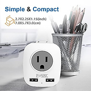 European Plug Adapter, Foval International Travel Power Adaptor with 2 USB, 4 in 1 US to Europe Travel Plug Adapter for France, Italy, Germany, Spain, Greece (Type C) (2 Pack)
