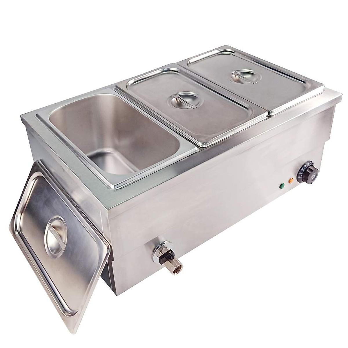 TAIMIKO Bain Marie Food Warmer Buffet Warmer Steam Table Countertop Stainless Steel Electric Container Temperature Control for Catering and Restaurant Commercial Grade Buffet Server 1350W (3 Pans)