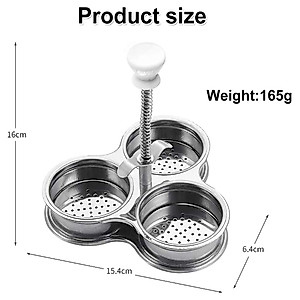 3 Cups Egg Poacher,Poached Egg Maker Stainless Steel Egg Poaching Pan For Frying Eggs and Egg Mcmuffins Egg For Breakfast