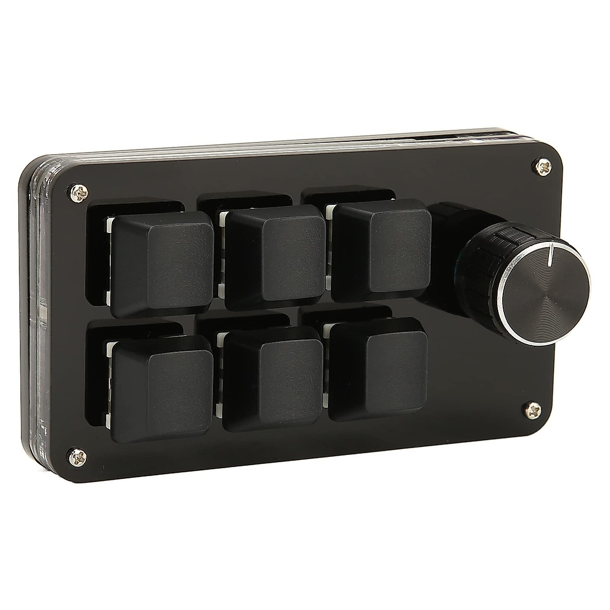 One Hand Macro Mechanical Keyboard, 6 Key Mini Keypad with Knob, DIY Programmable Keyboard for Gaming, Designers and Video Editors
