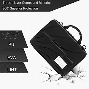 Laptop Case for 14.1-15.6 Inch Macbook Pro Air Chromebook HP Lenovo Work-in Notebook Computer Hard Shell Laptop Bag for Men Women with Pouch and Shoulder Strap (14.2"L x 9.5"W, Black)