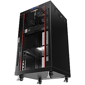 Sysracks 18U 24inch Deep Server Rack Cabinet It Enclosure Premium Series Data It Locking Under Desk Network Rack with Wheels PDU and Other Accessories