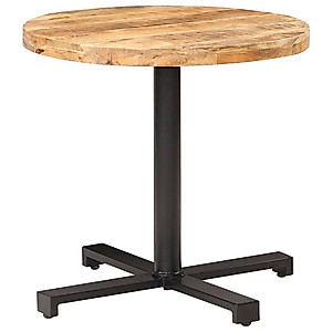 YPWRENH Adjustable Swivel Table Bistro Table Round Ø31.5"x29.5" Rough Mango Wood for Dining Room, Kitchen or Living Room