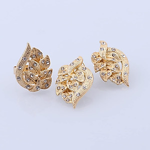 NA African Dubai Gold Jewelry Nigerian Crystal Necklace Hoop Earrings Ring Women Italian Bridal Jewelry Sets Wedding Accessories (Gold)