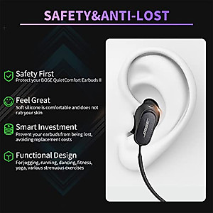 WOFRO Anti-Lost Strap for Bose QuietComfort Earbuds II, Sports Soft Silicone Lanyard Accessories Compatible with New Bose QuietComfort Earbuds 2 Neck Rope Cord (Black)