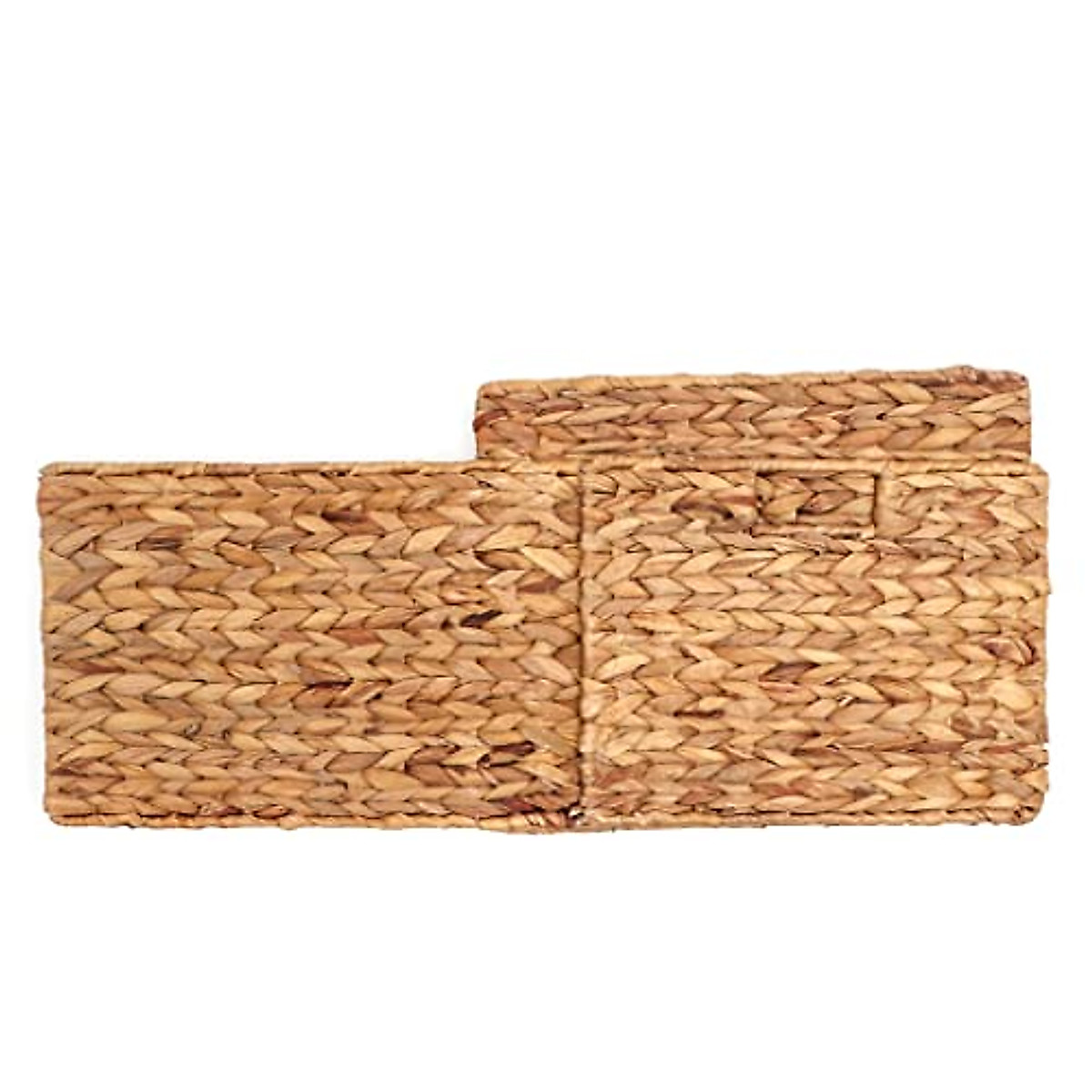 Large Foldable Rectangle Woven Wicker Basket Bins for Storage by Trademark Innovations (Set of 4)