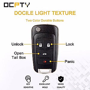 OCPTY 2 X Flip Key Entry Remote Control Key Fob Replacement for Chevy for Camaro 2010-2016 for Chevy for Cruze 2010-2016 for Chevy for Equinox 2010-2016 for Chevy for Malibu 5461A-01060512 4 Buttons