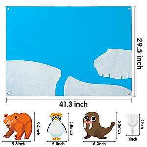 WATINC 46Pcs Polar Animals Felt Board Story Set Arctic Antarctica Ocean Animal Bear Penguin Whale Preschool Large Wall Storyboard Early Learning Play Kit Hanging Gift for Toddlers Kids 41 x 30 Inch