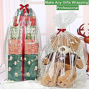 SYOGUA Large Clear Basket Bags, 3 Mil Thick 30" x 40" Jumbo Big Cellophane Bags, Crystal Clear Gift Bags Plastic Cellophane Wrap for Gifts Baskets Packaging 5 Pack