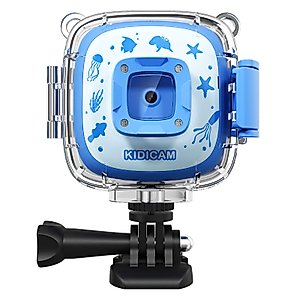 Dragon Touch Kids Action Camera - Waterproof Kidicam 2.0 Digital Camera for Boys Girls 1080P Sports Camera Camcorder with 16GB Memory Card (Blue)