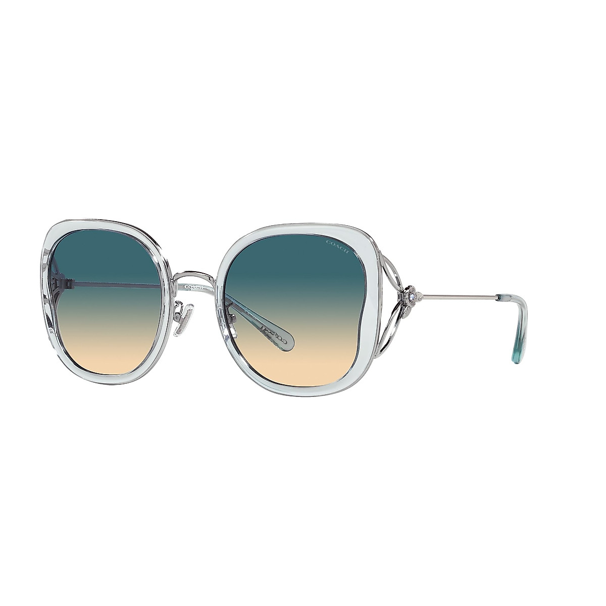 Coach HC7153B Sunglasses, Transparent Blue/Blue Yellow Gradient, 54 mm