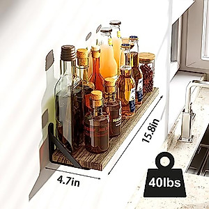 Fixwal Floating Shelves Wall Shelves Width 4.7in Rustic Wood Set of 8, Wall Storage Shelves for Bedroom, Living Room, Kitchen, Bathroom, Office and Plants (Carbonized Black)