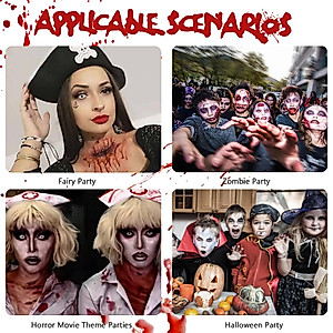 Scar Wax SFX Makeup, Halloween Makeup Kit, Special Effects Makeup kit-6 Color Bruise Wheel for Special Effects/Scar Wax with Spatula Tool/Fake Blood/Dark Fake Blood/Stipple Sponges