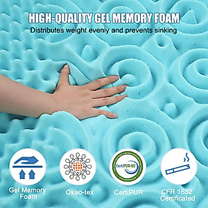 Askme 3 Inch Zoned Gel Memory Foam Mattress Topper Full Size with Bonus Breathable Cover Air Flow Design｜US and Euro Certified, Blue 3 Inch Zoned (GJTGC03-46)