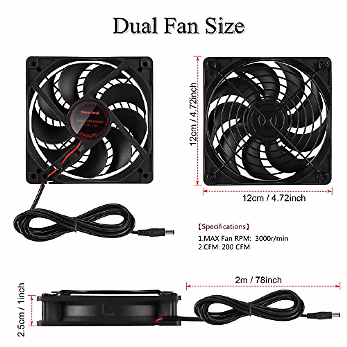 ZUZZEE Solar Panel Dual Fans Kit 10W 12V, Waterproof Solar Panel Powered Fans with 2m Cable, Outdoor Portable Ventilator Exhaust Fan for Greenhouse, Chicken Coops, Shed, Pet House (with 2 Fans)