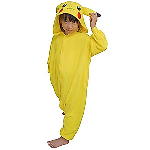 SAZAC Kigurumi - Pokemon - Pikachu - Onesie Jumpsuit Halloween Costume - Kids Size (7-9 Year Old) Yellow