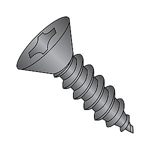 Small Parts 0407ABPFB Steel Sheet Metal Screw, Black Oxide Finish, 82 degrees Flat Head, Phillips Drive, Type AB, #4-24 Thread Size, 7/16" Length (Pack of 100)