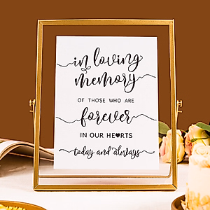 Calculs Wedding Memorial Table Sign | 10x8 inch Clear Floating Picture Frame with Removable Paper in Loving Memory Plaques Remembrance Art Table Decoration Gold