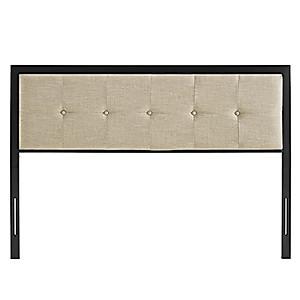 Modway Teagan Tufted Fabric Twin Headboard in Black Beige
