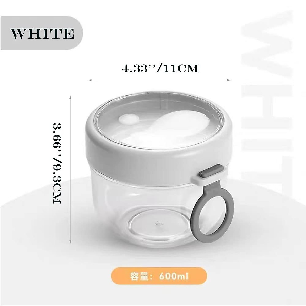 WEIRUIFANZHI 4Pcs 20oz Overnight Oats Plastic Jars with Lids and Spoons Leak-proof Yogurt Fruit Oatmeal Salad Containers with Foldable Scoops Portable Oatmeal Dessert Capacity Breakfast Cups