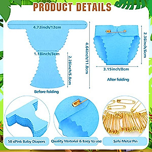 BBTO 51 Pcs Dirty Diaper Wooden Game Sign Baby Shower Game Sign Dirty Diaper Instruction Sign 50 Pcs Mini Diapers Cute Felt Diaper for Game Gender Neutral Party Baby Shower Game (Animal)