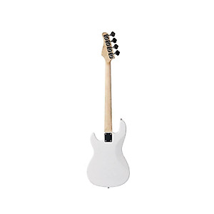 RMKOLE Full Size 4-String Electric Bass Guitar Burning Fire Style Fashion White, Comfortable Hand Feeling, Stylish Outlook, Stable Performance and Melodious Sound
