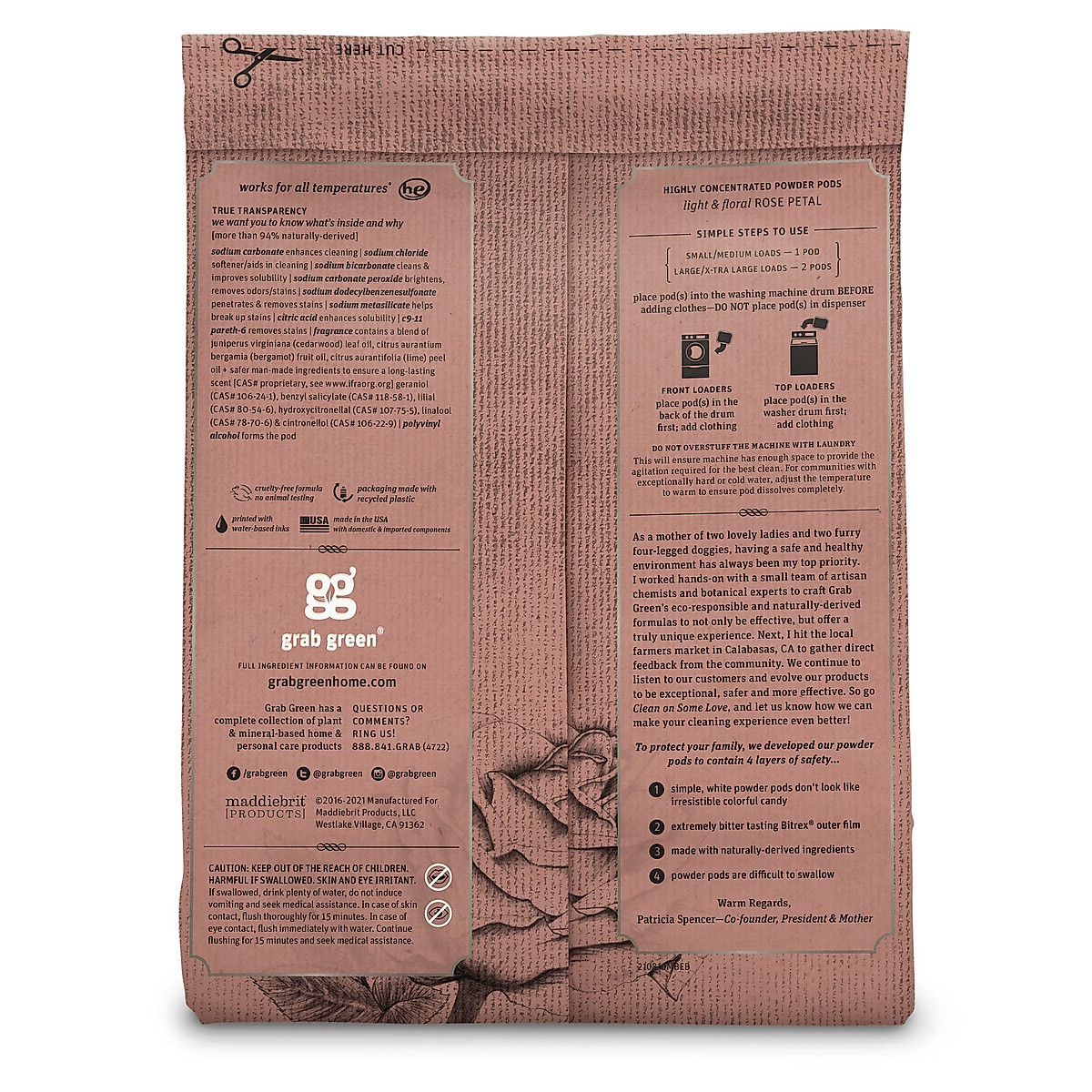 Grab Green Stoneworks Laundry Detergent Pods and Dryer Sheet Bundle (Rose Petal, 80 Count (Pack of 1)