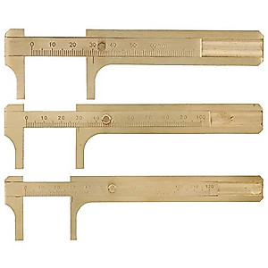 Brass Caliper Vernier Caliper Stainless Steel Sliding Gauge Vernier Pocket Caliper Ruler Measuring Tool Mini Brass Pocket Ruler(80mm Length)